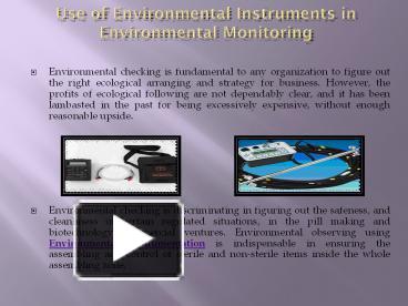 Use of Environmental Instruments in Environmental Monitoring ...