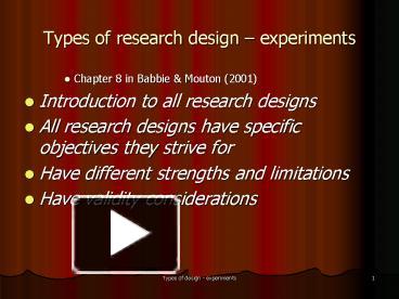 Types of research design presentation | free to view
