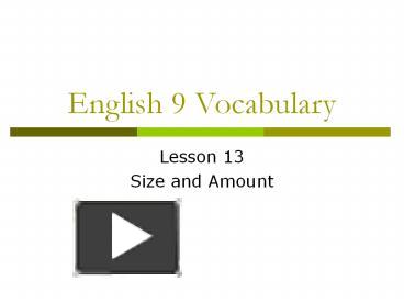 PPT – English 9 Vocabulary PowerPoint presentation | free to download ...