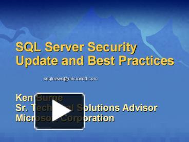 SQL Server Security Update and Best Practices presentation | free to ...