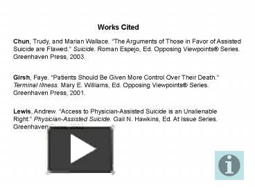 PPT – Works Cited PowerPoint presentation | free to view - id: 44dbc-MjcxY