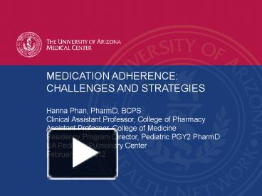 MEDICATION ADHERENCE: presentation | free to view