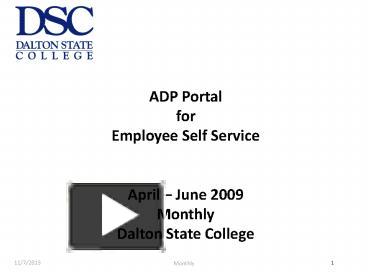 ADP Portal for Employee Self Service April presentation | free to view