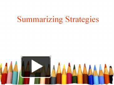 Summarizing Strategies presentation | free to download