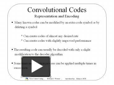 Convolutional Codes Representation and Encoding presentation | free to ...
