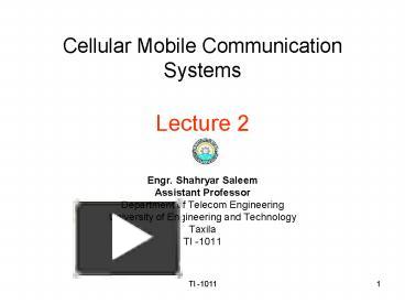 Cellular Mobile Communication Systems Lecture 2 presentation | free to ...