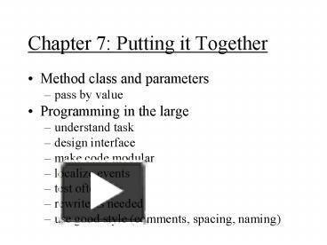 PPT – Chapter 7: Putting it Together PowerPoint presentation | free to ...