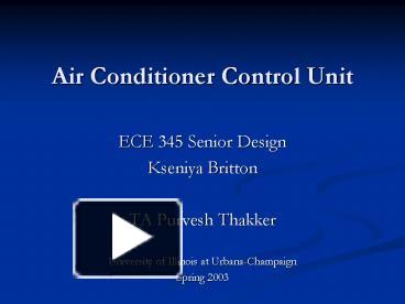 Air Conditioner Control Unit presentation | free to view