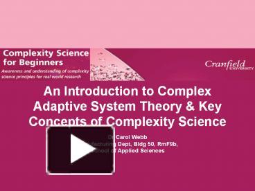 An Introduction to Complex Adaptive System Theory presentation | free ...