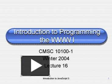 Introduction to Programming the WWW I presentation | free to download