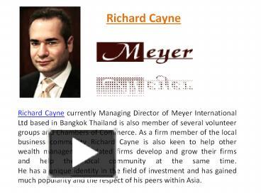 Richard Cayne Meyer presentation | free to download