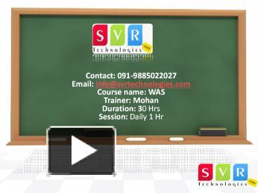 WebSphere Online Training Course Classes by SVR Technologies ...