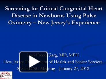 Screening for Critical Congenital Heart Disease in Newborns Using Pulse ...