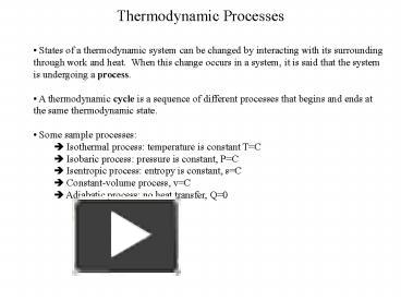 PPT – Thermodynamic Processes PowerPoint presentation | free to ...