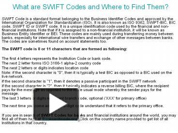 What are SWIFT Codes and Where to Find Them? presentation | free to ...