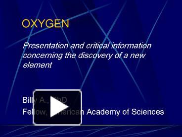 OXYGEN presentation | free to view