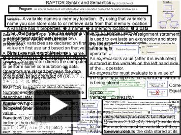 RAPTOR Syntax and Semantics By Lt Col Schorsch presentation | free to ...