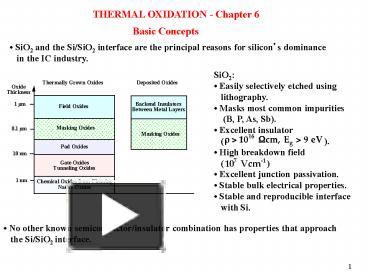 THERMAL OXIDATION - Chapter 6 presentation | free to view