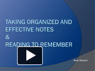 Taking Organized and effective notes presentation | free to download