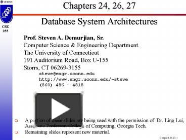Chapters 24, 26, 27 Database System Architectures presentation | free ...