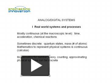 PPT – ANALOG/DIGITAL SYSTEMS PowerPoint presentation | free to download ...
