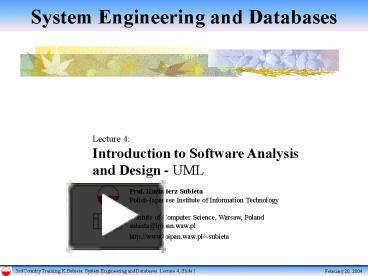 System Engineering and Databases presentation | free to view