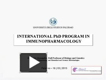 INTERNATIONAL PhD PROGRAM IN presentation | free to download
