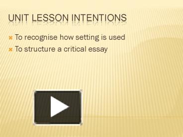 PPT – Unit Lesson Intentions PowerPoint presentation | free to download ...