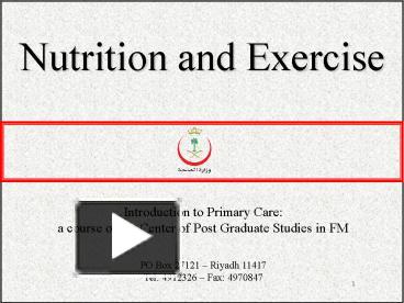 PPT – Nutrition and Exercise PowerPoint presentation | free to download ...