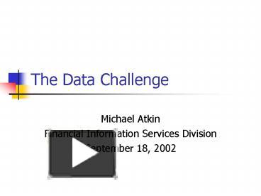The Data Challenge presentation | free to view