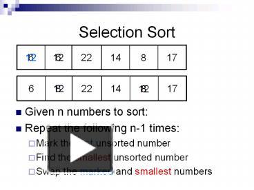 PPT – Selection%20Sort PowerPoint presentation | free to download - id ...