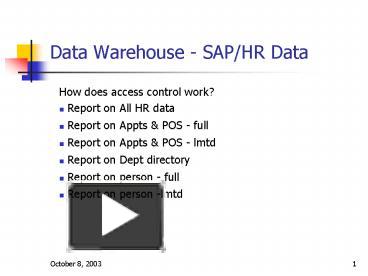 Data Warehouse - SAP/HR Data presentation | free to download