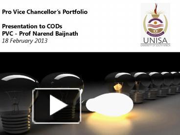Pro Vice Chancellor presentation | free to download