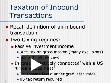 Taxation of Inbound Transactions presentation | free to download