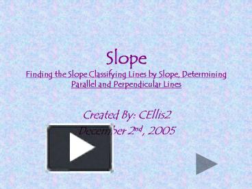 Slope Finding the Slope Classifying Lines by Slope, Determining ...