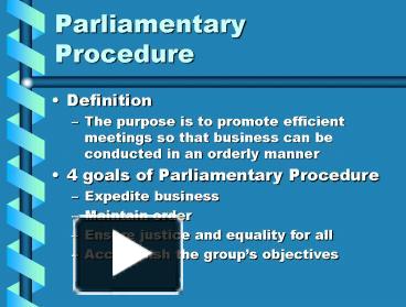PPT – Parliamentary Procedure PowerPoint presentation | free to view ...