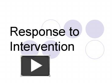 Response to Intervention presentation | free to view