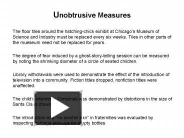 PPT – Unobtrusive Measures PowerPoint presentation | free to view - id ...