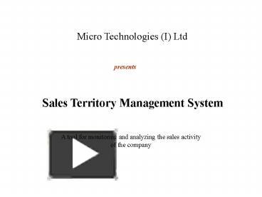 Sales Territory Management System presentation | free to view