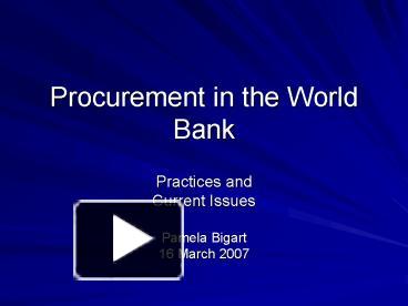 Procurement in the World Bank presentation | free to view