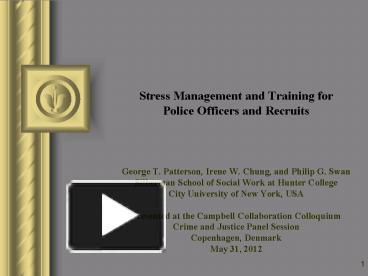 PPT – Stress Management and Training for Police Officers and Recruits ...