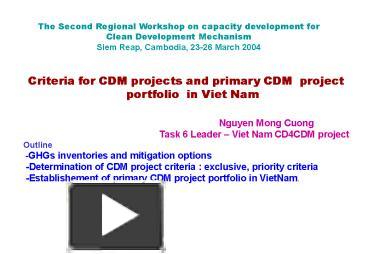 PPT – Criteria for CDM projects and primary CDM project portfolio in ...