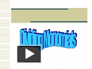 Dividing Monomials presentation | free to download