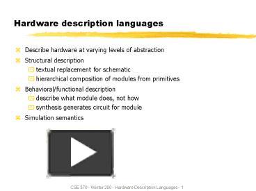 Hardware description languages presentation | free to download