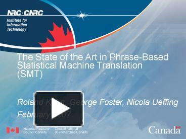 The State of the Art in PhraseBased Statistical Machine Translation SMT ...