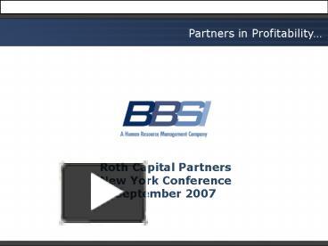 PPT – Roth Capital Partners PowerPoint presentation | free to view - id ...