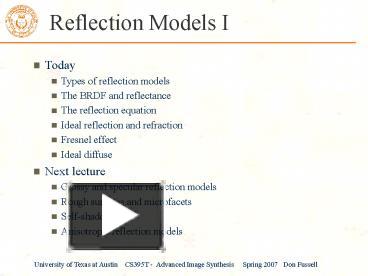 Reflection Models I presentation | free to download