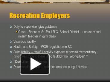 Recreation Employers presentation | free to view