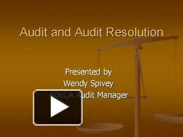Audit and Audit Resolution presentation | free to view