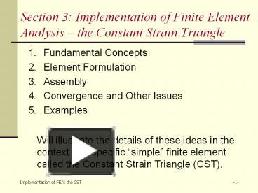 PPT – Section 3: Implementation of Finite Element Analysis PowerPoint ...